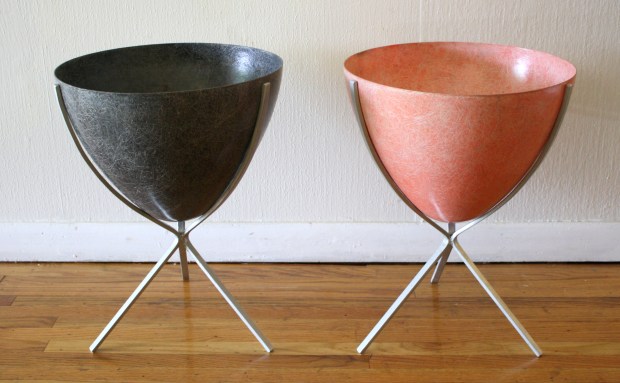 Mid Century Modern Eames Style Fiberglass Bullet Planters | Picked Vintage