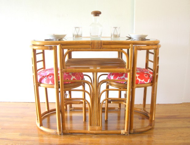 Mid Century Modern Bamboo Dinette Set with Marimekko | Picked Vintage